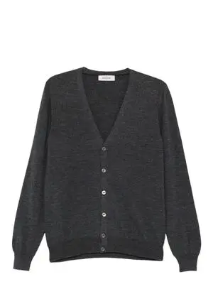 GRAN SASSO V-neck Button-front Cardigan - Black