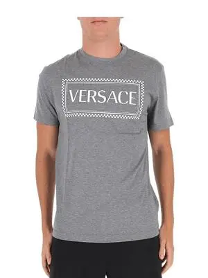 Versace Logo Printed T-shirt - Gray