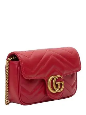 Gucci Gg Marmont Matelassé Leather Super Mini Bag - Red