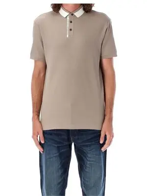 Emporio Armani Striped Edge Polo Shirt - Beige
