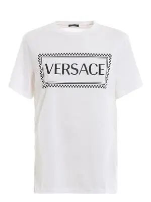 Versace Logo Print Crewneck T-shirt - White