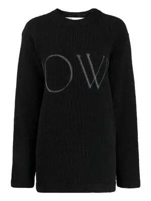 Off-White Logo Ribbed Crew Neck Jumper - Black