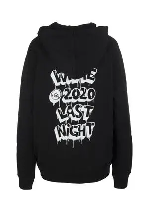 Off-White Dropping Heart Logo Print Hoodie - Black