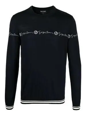 Giorgio Armani Giorgio Armani Wool Chest Logo Pullover Black