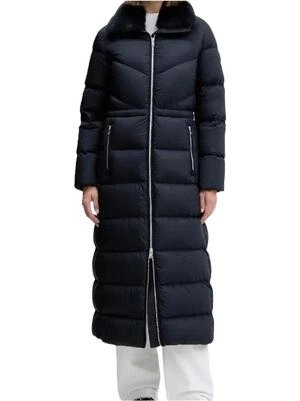 Moose Knuckles Longline Puffer Jacket With Fur Trim - Blue