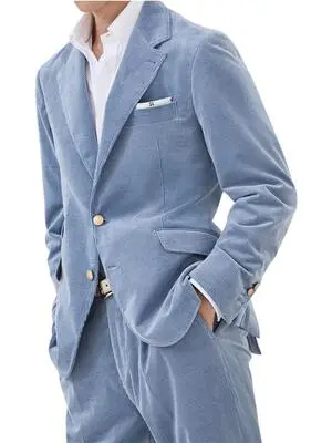 Brunello Cucinelli Corduroy Single-breasted Blazer - Blue