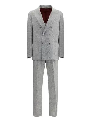 Brunello Cucinelli Double-breasted Straight-leg Suit - Gray
