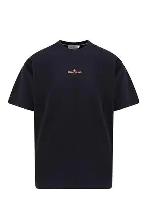 Stone Island Logo Printed Crewneck T-shirt - Black