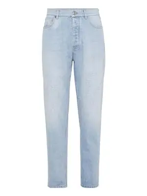 Brunello Cucinelli Light Wash Distressed Denim Jeans - Blue