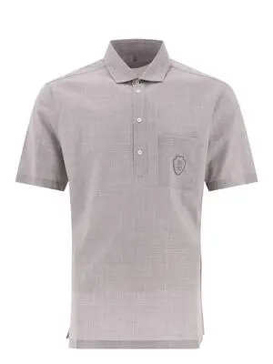 Brunello Cucinelli Logo Detailed Short Sleeved Polo Shirt - Grey
