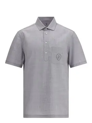 Brunello Cucinelli Logo Detailed Short Sleeved Polo Shirt - Grey