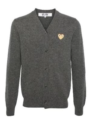 Play Comme Des Garcon Logo Patch Knitted Cardigan - Black