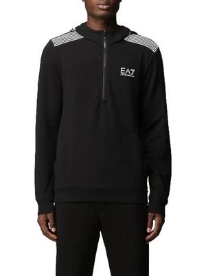 EA7 Logo-printed Hooded Hoodie - Black