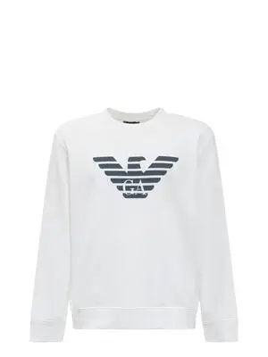 Emporio Armani Logo Printed Crewneck Sweatshirt - White