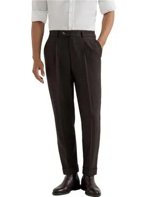 Brunello Cucinelli Pleated Wool-cashmere Blend Trousers - Black