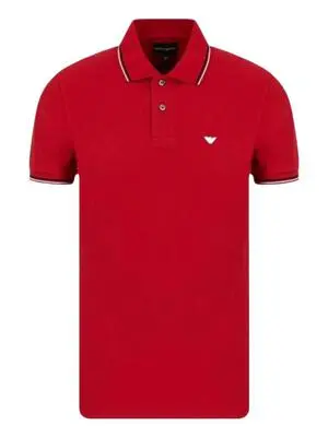 Emporio Armani Emporio Armani Logo Detailed Short-Sleeved Polo Shirt Red
