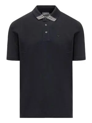 Emporio Armani Striped Collar Polo Shirt - Blue