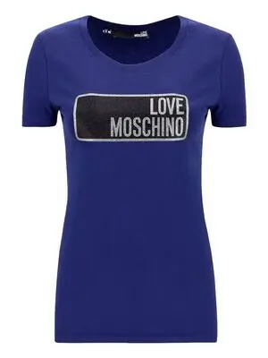 Moschino Print Glittered T-shirt - Blue