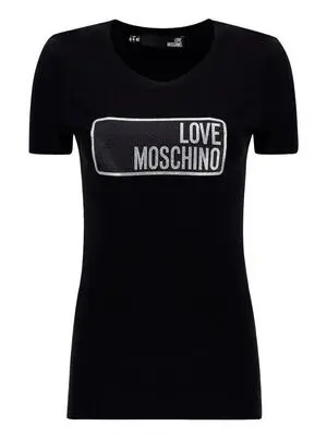 Moschino Round Neck Short Sleeve T-shirt - Black