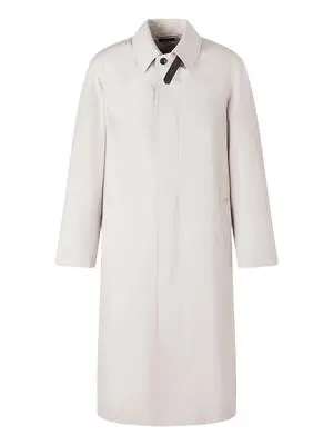 TOM FORD Leather-trimmed Cotton And Silk-blend Overcoat - Neutrals