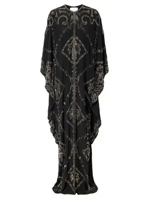 Johanna Ortiz Embellished Silk Maxi Dress - Black