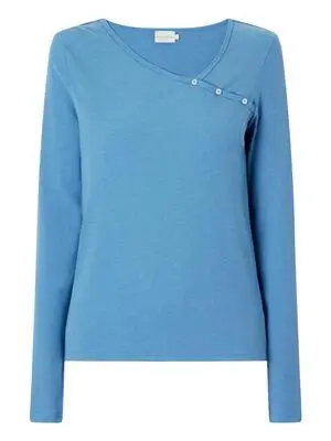 DEIJI STUDIOS Button-detail Ribbed Lyocell And Wool-blend T-shirt - Blue