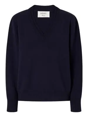 RÓHE RÓHE Wool Blend V-Neck Sweatshirt Blue