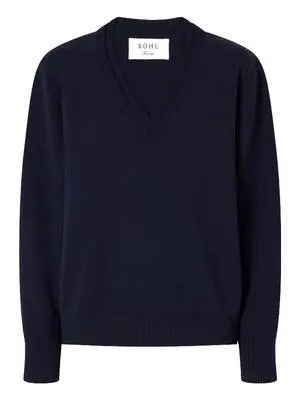 RÓHE Wool Blend V-neck Sweatshirt - Blue