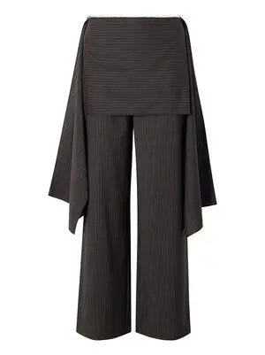 DEIJI STUDIOS Striped Wool Flared Pants - Blue