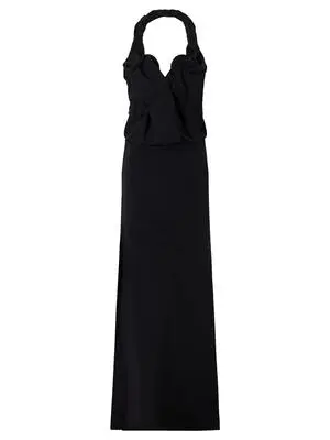 Magda Butrym Floral-appliqué Wool-blend Maxi Dress - Black