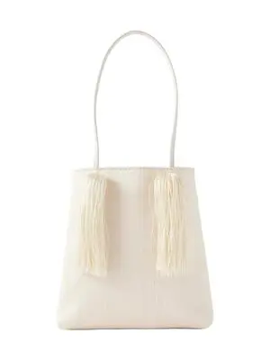 Le Sundial Le Salon Tasseled Dupioni Clutch - Neutrals