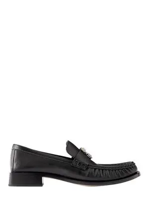 ROGER VIVIER Viv Moc 25 Embellished Leather Loafers - Black