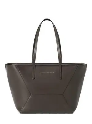 Brunello Cucinelli Calfskin Bc Duo Bag With Monili - Brown