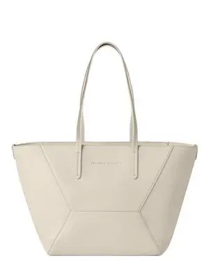 Brunello Cucinelli Calfskin Bc Duo Bag With Monili - Ivory