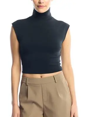 LBLC THE LABEL Winslow Sleeveless Turtleneck Top - Black