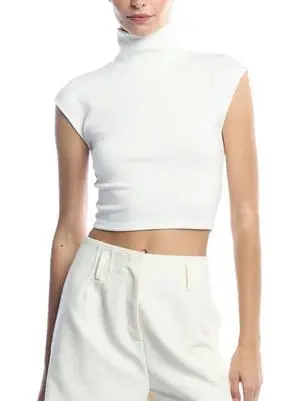 LBLC THE LABEL Winslow Sleeveless Turtleneck Top - Ivory