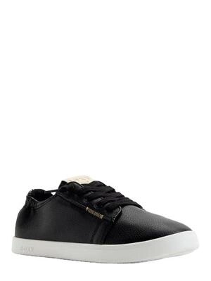 Roxy Mauka Sneaker With Faux Leather And Embroidery - Black