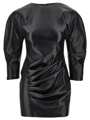 Andamane The Attico 'new Amanda' Faux Leather Dress - Black