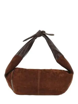 AUTENTICA 504 Adara' Suede Leather Large Bag - Brown