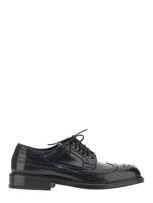 JUAN LACARCEL BY CALCE Brushed Leather Wing Tip Derby Shoes - Black