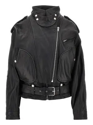 Isabel Marant Étoile Farza Leather Biker Jacket - Black
