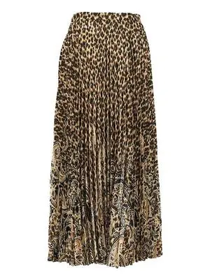 Etro Pleated Animalier Printed Long Skirt - Multicolor