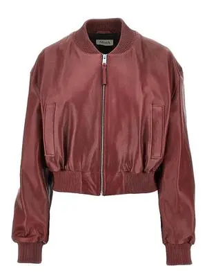 ARMA Hannan Leather Bomber Jacket - Red