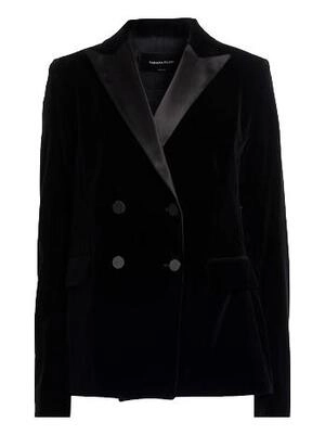 Fabiana Filippi Double-breasted Blazer In Velvet - Black