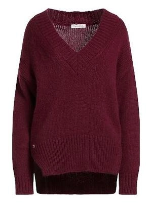 MANILA GRACE Turtleneck Alpaca Wool Blend Knit Sweater - Red