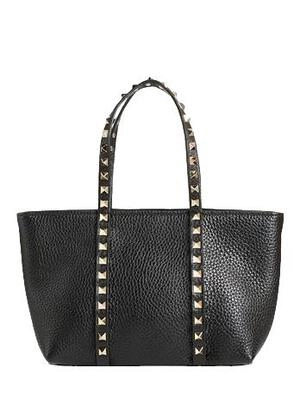 Valentino Garavani Pebbled Leather Studded Tote Bag - Black