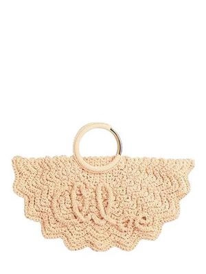 Chloé Handwoven Maxi Bag With Hoop Handle - Orange