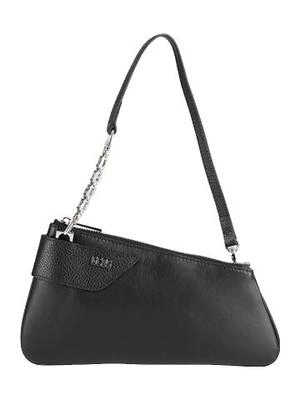 Gcds Leather Handbag With Logo Appliqu - Black