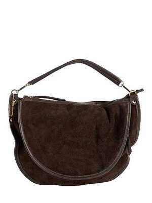 LAURA DI MAGGIO Suede Maxi Hobo Bag - Brown
