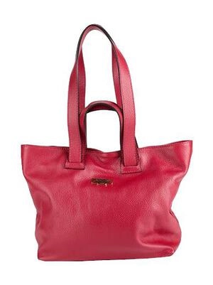 BALDININI Taupe Pebbled Leather Shoulder Bag With Logo Embellishment - Red